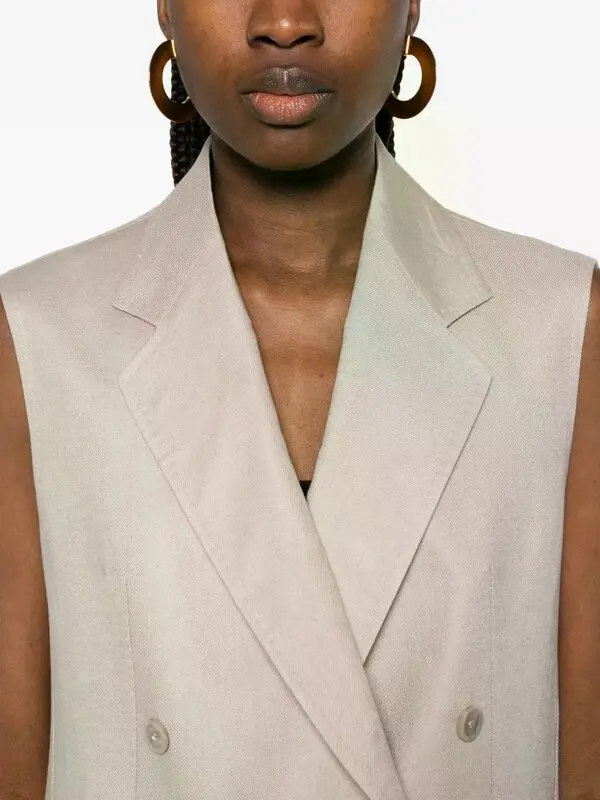 Tagliatore Double-breasted Linen Waistcoat - Neutrals