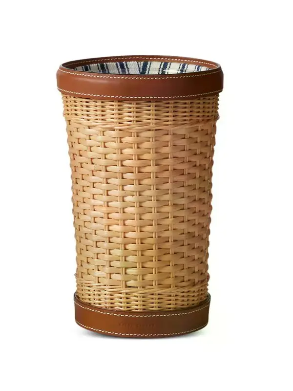 Ralph Lauren Large Bailey Woven Leather-trim Vase - Neutrals