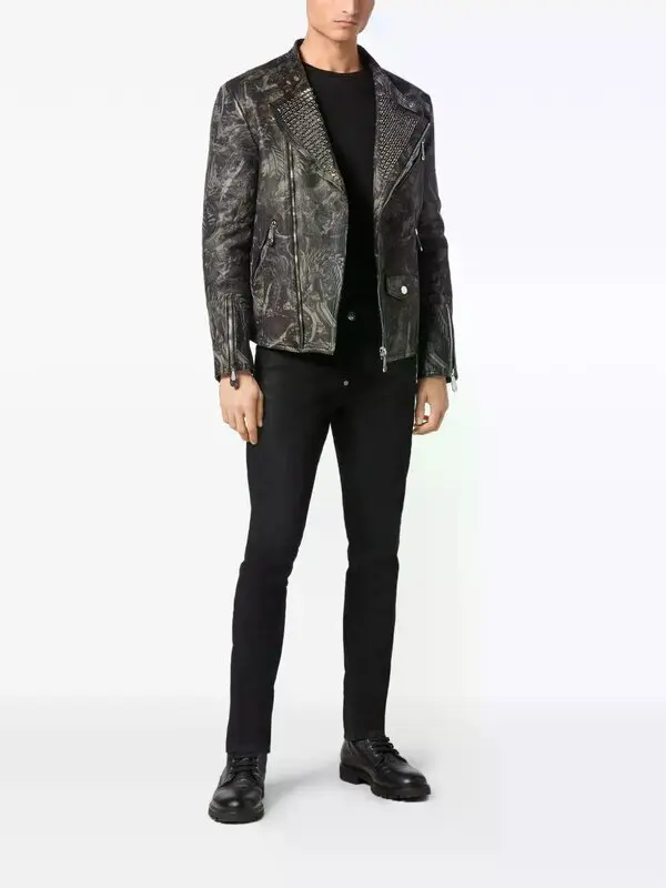 Philipp Plein Skull Studded Biker Jacket