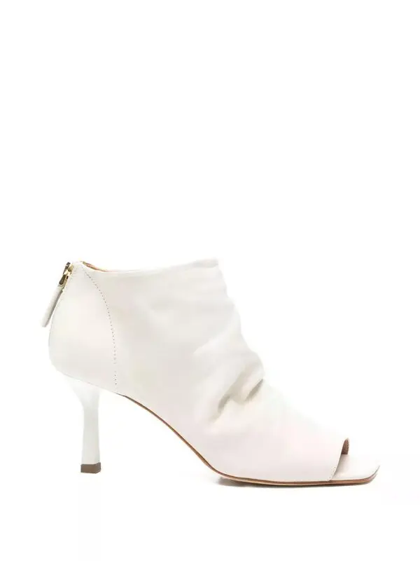 THE SELLER S Open-toe Ruched Ankle Boots With Zip Fastening - Neutrals