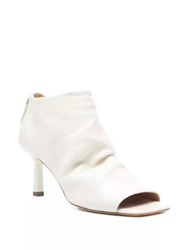 THE SELLER S Open-toe Ruched Ankle Boots With Zip Fastening - Neutrals