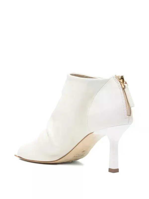 THE SELLER S Open-toe Ruched Ankle Boots With Zip Fastening - Neutrals
