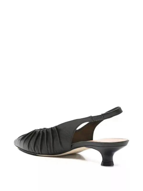 JULIE DEE Leather Ruched Pumps - Black