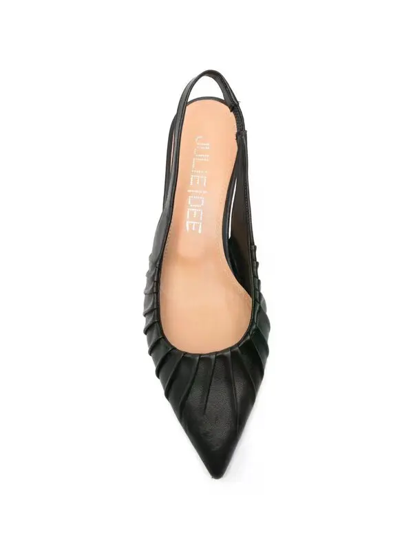 JULIE DEE Leather Ruched Pumps - Black