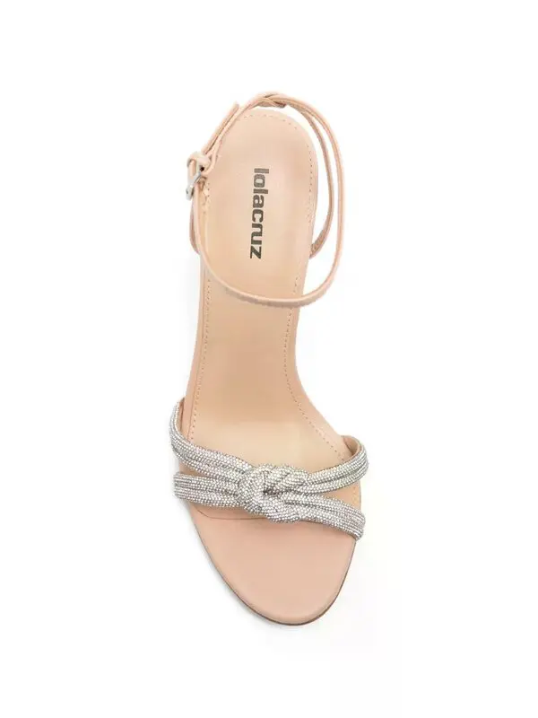 Lola Cruz Embellished Knot Heeled Sandals - Neutrals