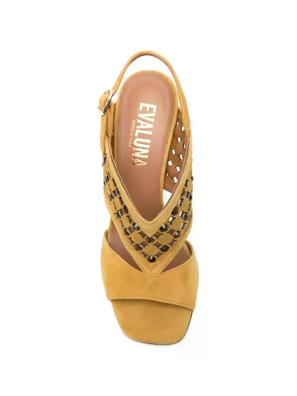 EVALUNA Square-toe Embellished Sandals - Yellow