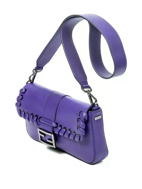 Fendi 2000s Braided-detail Shoulder Bag - Purple