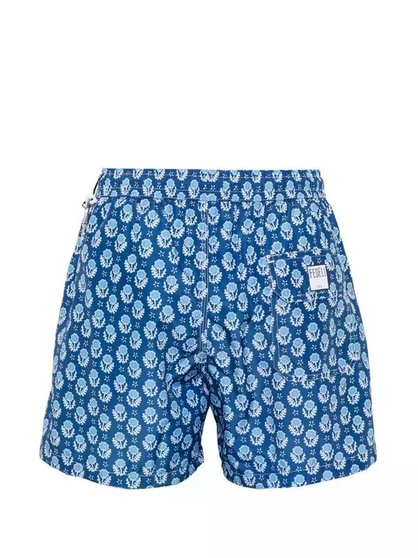 Fedeli Floral Print Swim Shorts - Blue