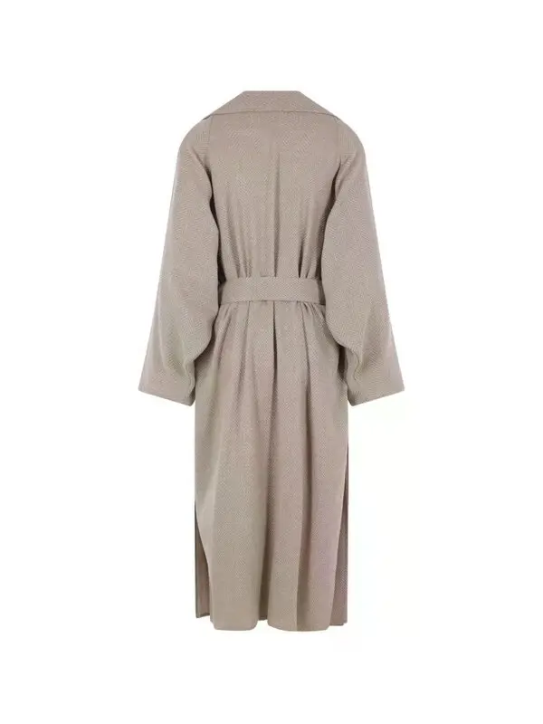 Dusan Belted Herringbone Pattern Coat