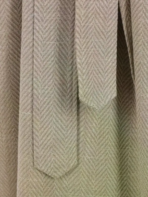 Dusan Belted Herringbone Pattern Coat