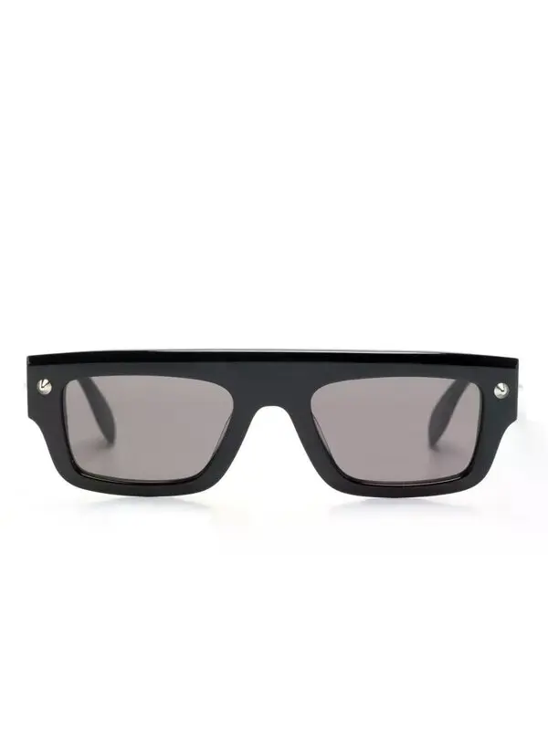 Alexander McQueen Logo-engraved Rectangular Sunglasses - Black