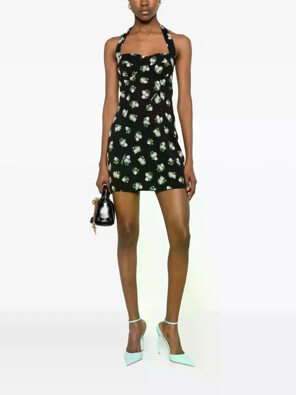 Dolce & Gabbana Halterneck Floral Mini Dress