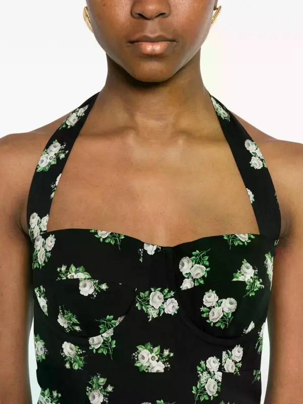 Dolce & Gabbana Halterneck Floral Mini Dress
