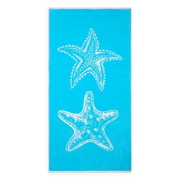 Aqua Starfish Beach Towel Exclusive - Aqua/white
