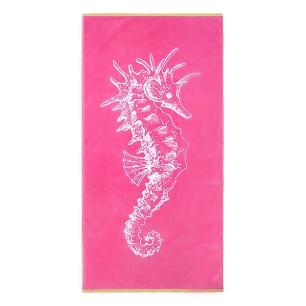 Aqua Seahorse Beach Towel Exclusive - Pink/white