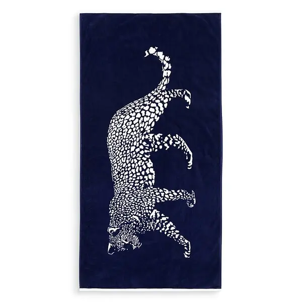 Aqua Cheetah Beach Towel Exclusive - Navy/white