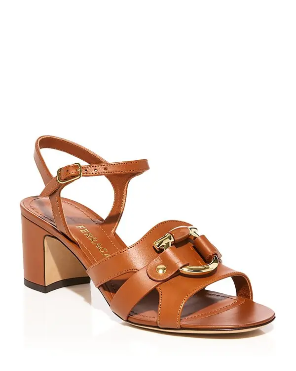FERRAGAMO Lumya 55 Gancini Sandals - Natural Brown