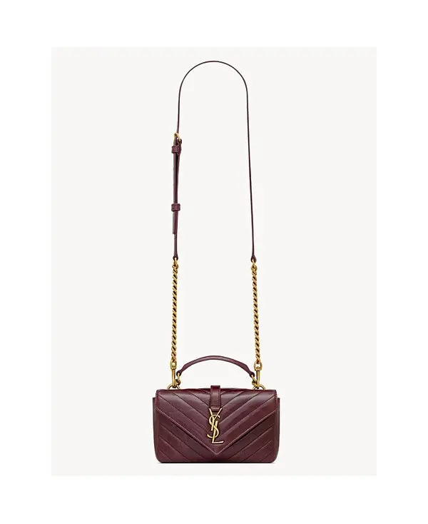 Saint Laurent College Mini Chain Bag - Deep Hot Wine