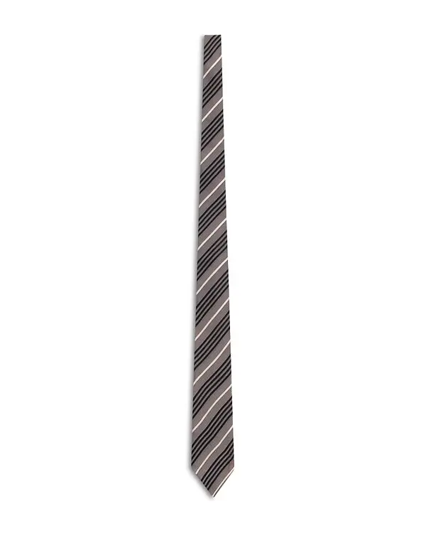Saint Laurent Striped Neck Tie - Grey/black And Off White