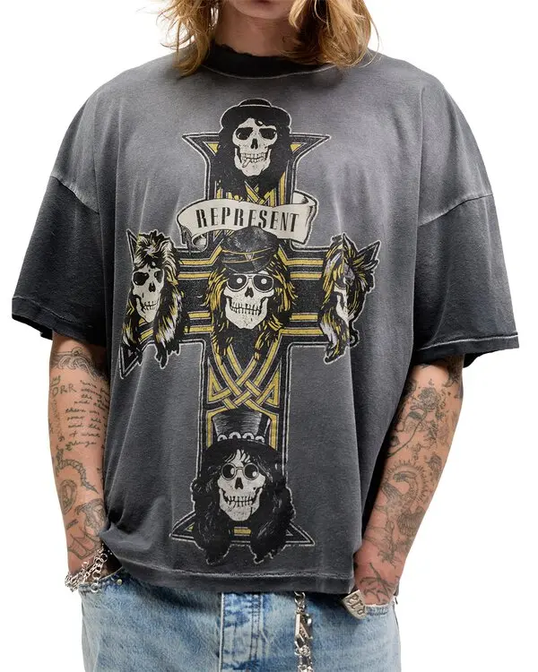 REPRESENT Guns N' Roses Cross Graphic T-shirt - Black