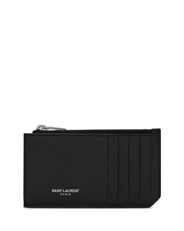 Saint Laurent Paris Fragments Zipped Card Case - Black