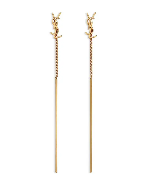 Saint Laurent Cassandre Threader Earrings - Gold