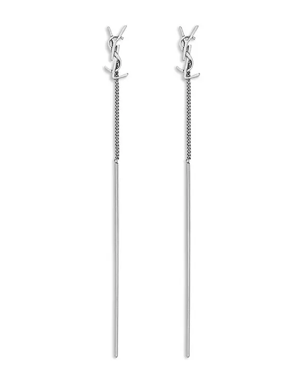 Saint Laurent Cassandre Threader Earrings - Mirror