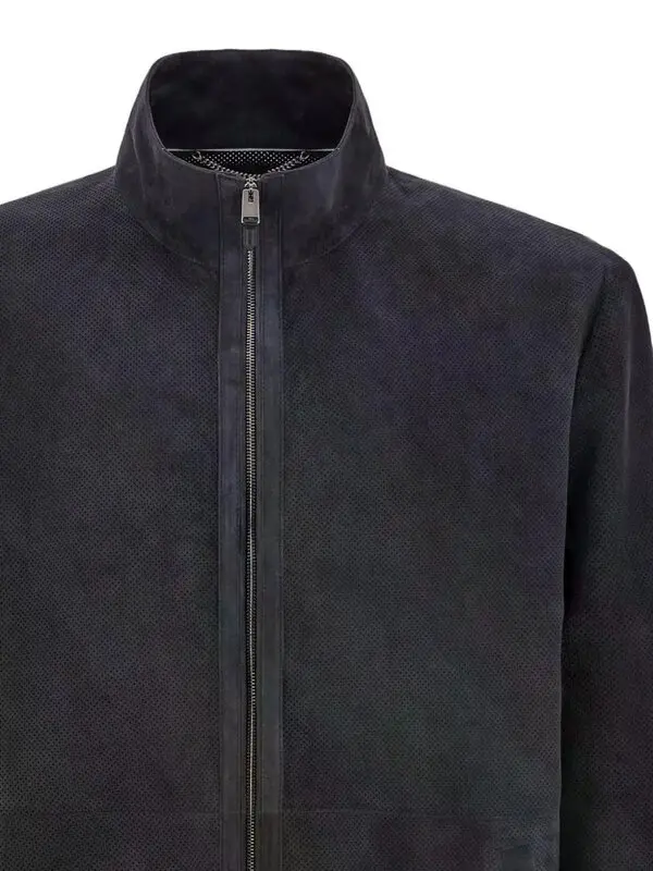 Canali Zip-up Leather Jacket