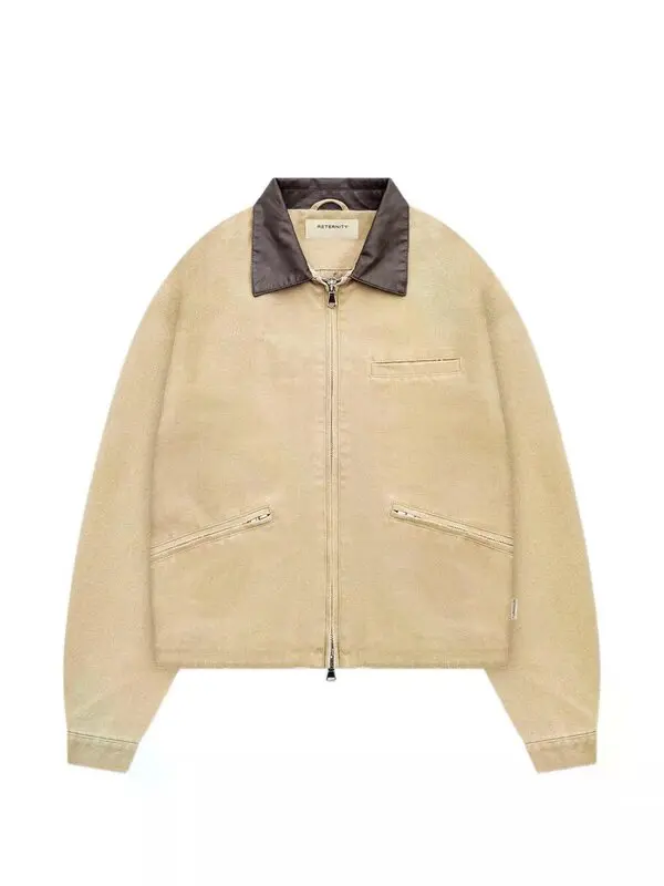 RETERNITY Embroidered Jacket With Leather Collar