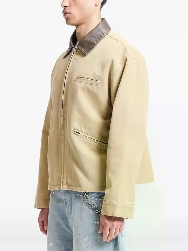 RETERNITY Embroidered Jacket With Leather Collar
