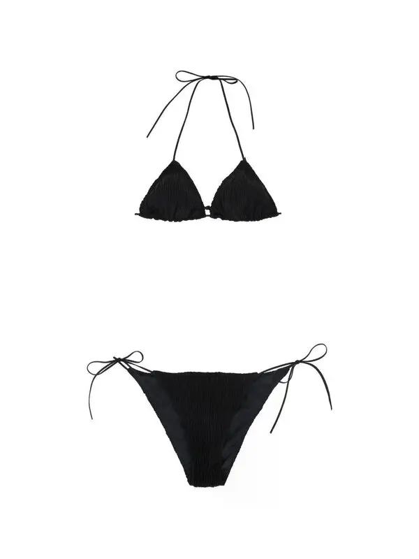 ALLIS BEACHWEAR Triangle Plisse Tie-fastening Bikini - Black