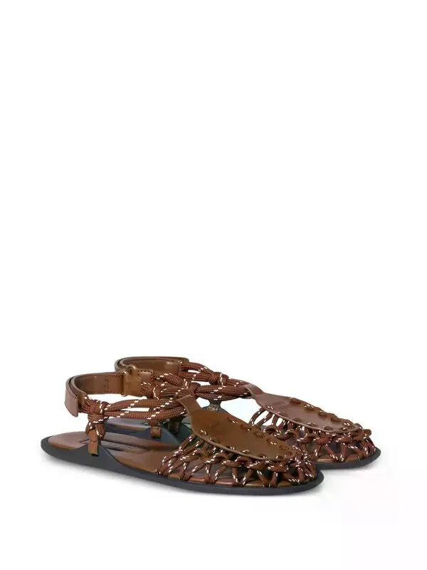 Miu Miu Leather And Cord Flat Sandals - Brown