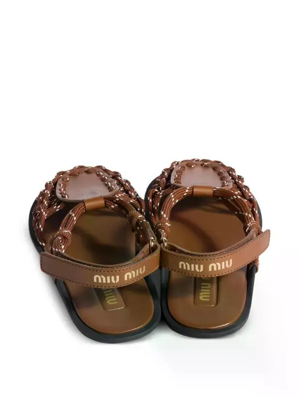 Miu Miu Leather And Cord Flat Sandals - Brown