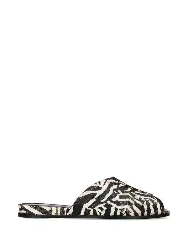 Premiata Zebra-print Flat Sandals - Black