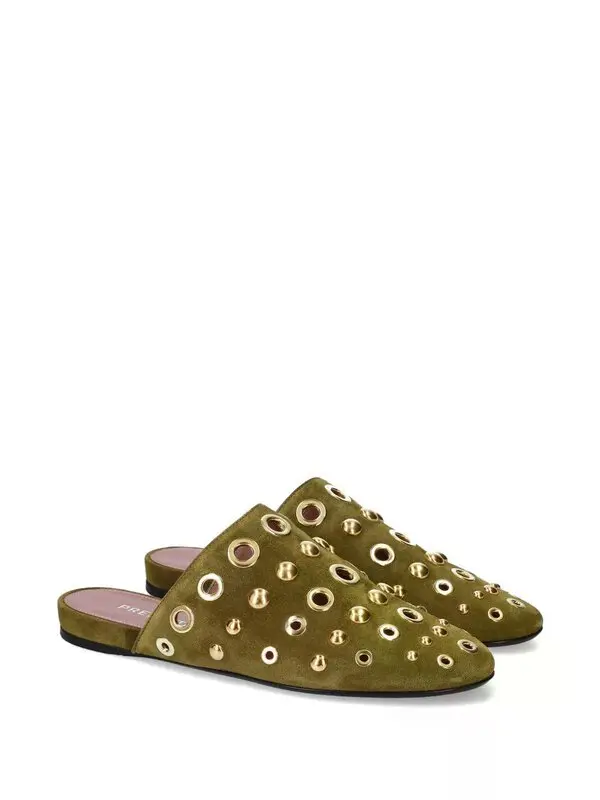 Premiata Eyelet Embellished Mules - Green