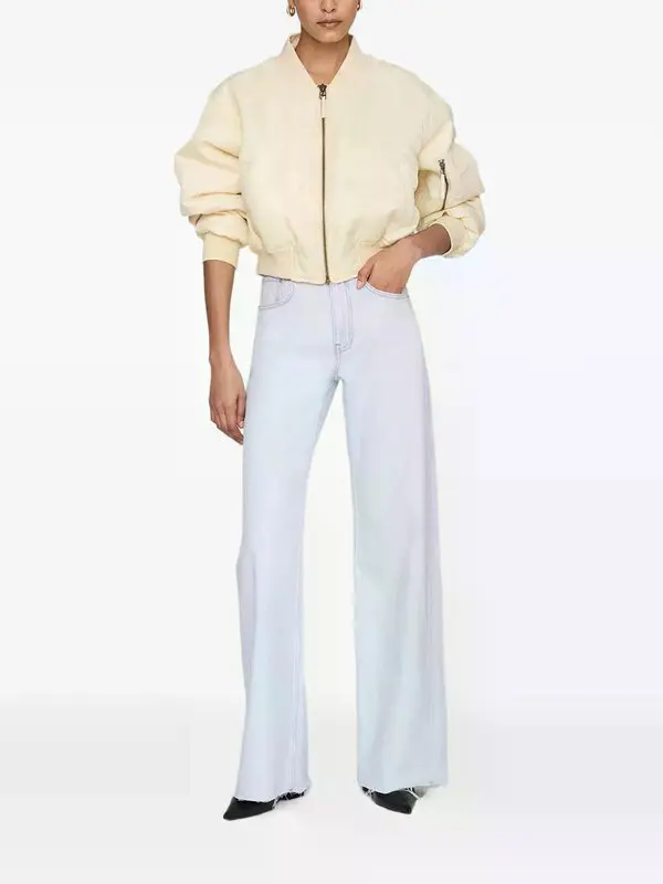 ANINE BING Leon Cropped Bomber Jacket - Neutrals