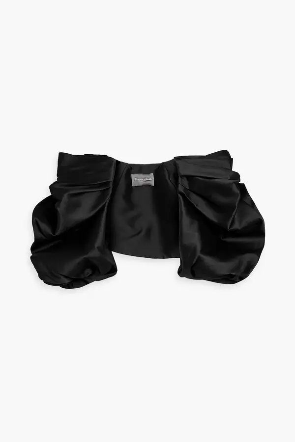 Monique Lhuillier Draped Gazar Shrug - Black