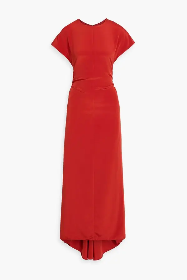 Tove Navaeh Ruched Stretch-silk Maxi Dress - Brick