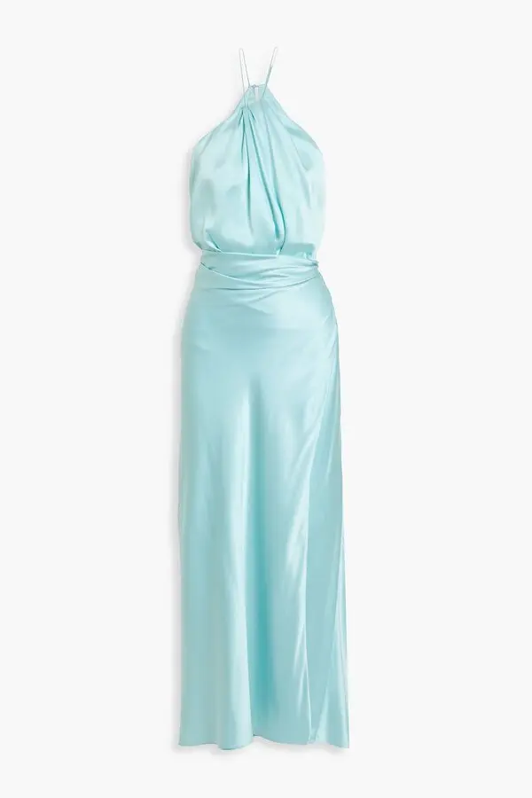 THE SEI Draped Silk-satin Maxi Dress - Sky Blue