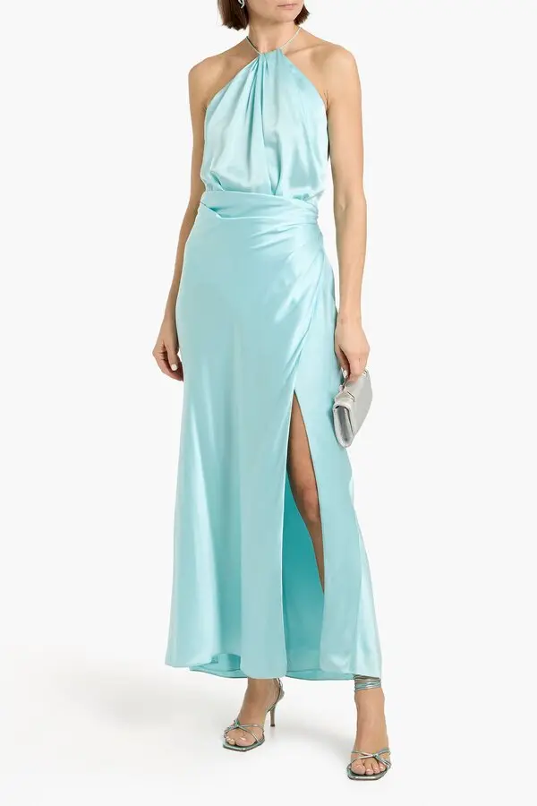 THE SEI Draped Silk-satin Maxi Dress