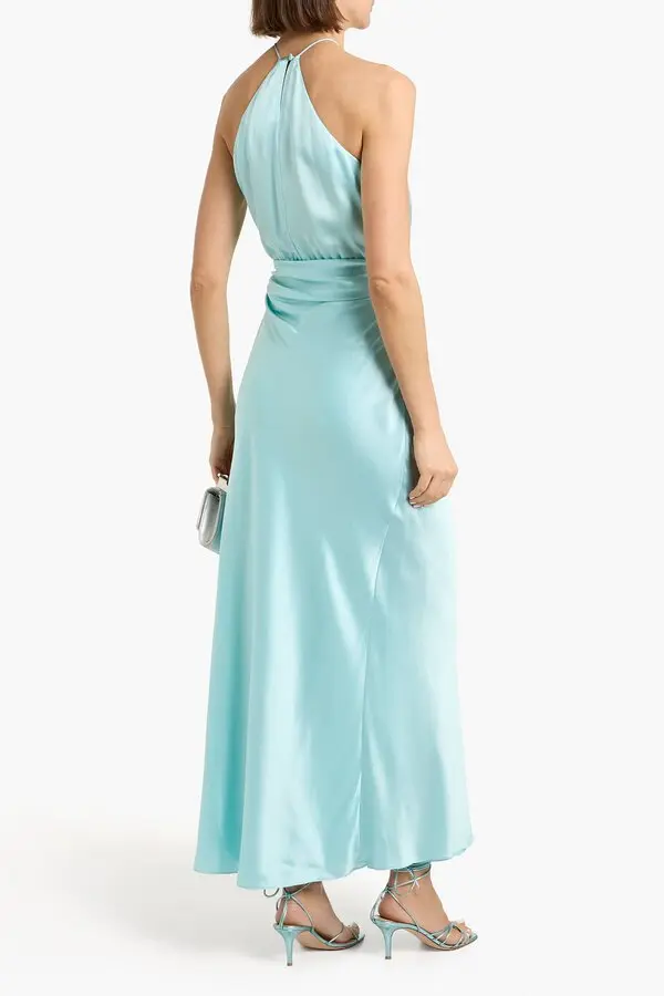 THE SEI Draped Silk-satin Maxi Dress