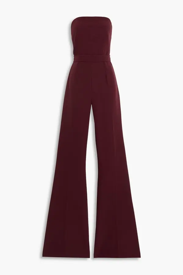 Safiyaa Strapless Crepe Wide-leg Jumpsuit - Merlot