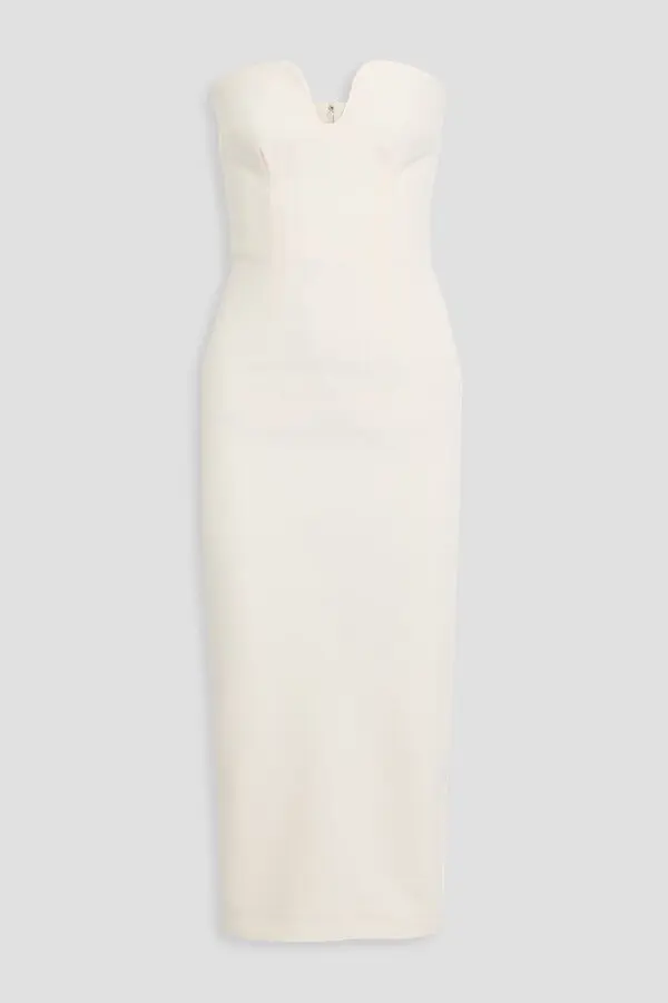 Safiyaa Catala Strapless Crepe Midi Dress - Ivory