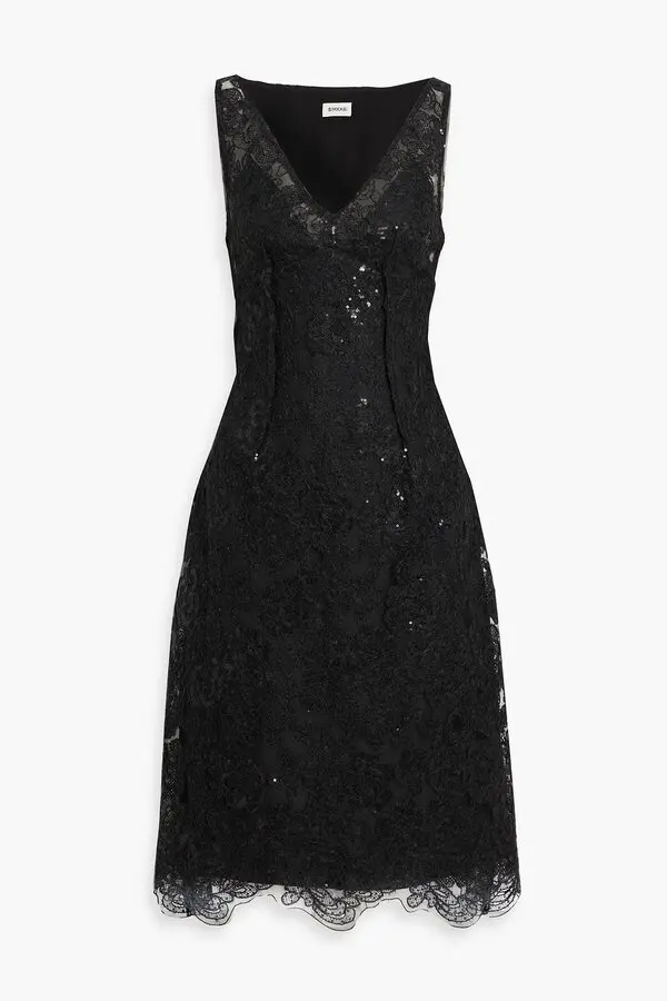 Simkhai Delphine Sequin Lace Dress - Black