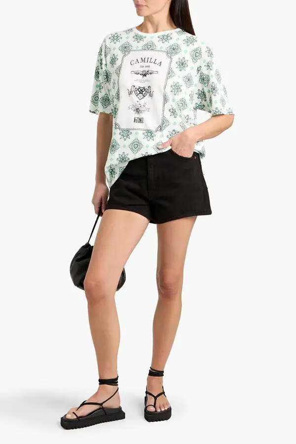 Camilla Crystal-embellished Printed Cotton-jersey T-shirt