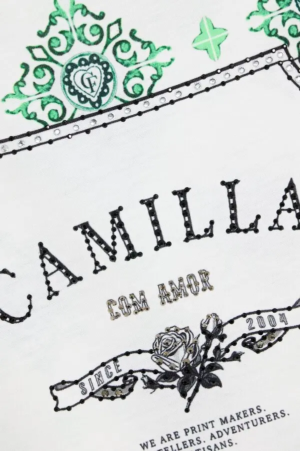 Camilla Crystal-embellished Printed Cotton-jersey T-shirt