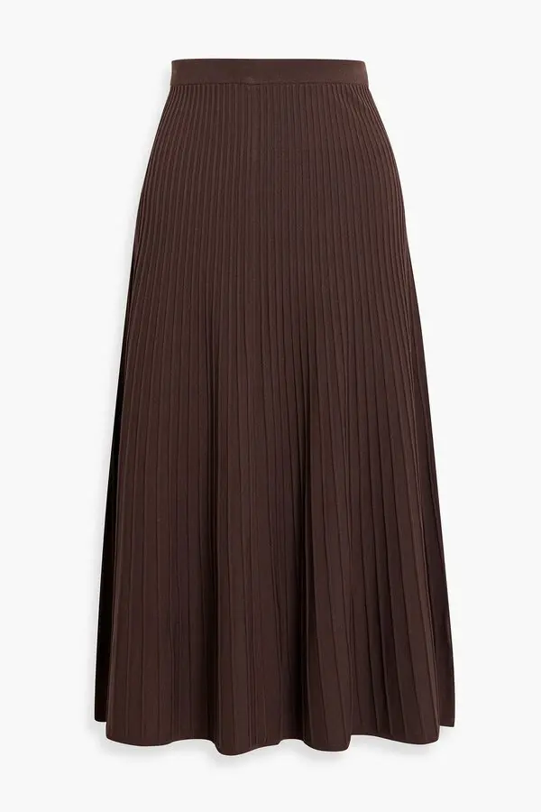 Simkhai Chiara Pleated Midi Skirt - Chocolate