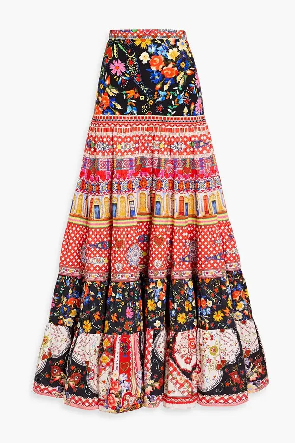 Camilla Crystal-embellished Printed Maxi Skirt - Red