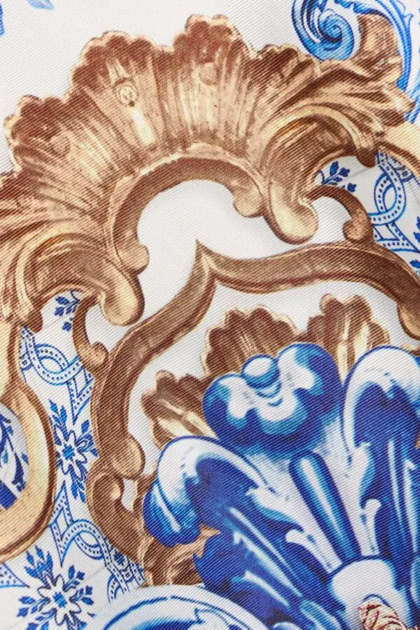 Camilla Lace-trimmed Printed Silk-twill Camisole - Blue