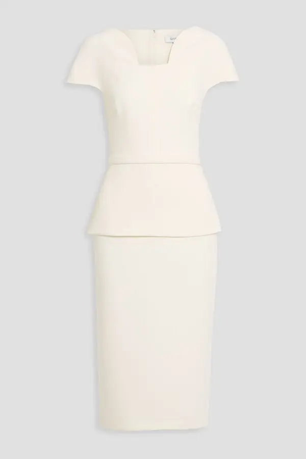 Safiyaa Geenie Crepe Peplum Midi Dress - Ivory